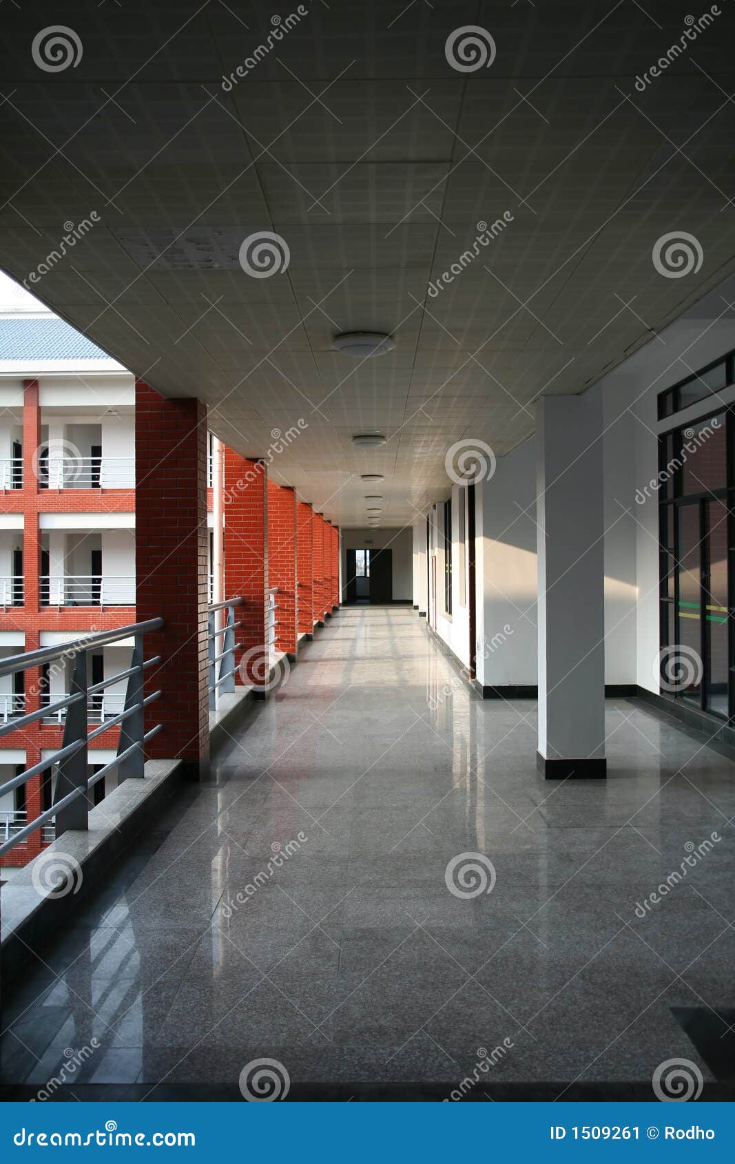 Corridor in building stock image. Image of building, pillar - 1509261