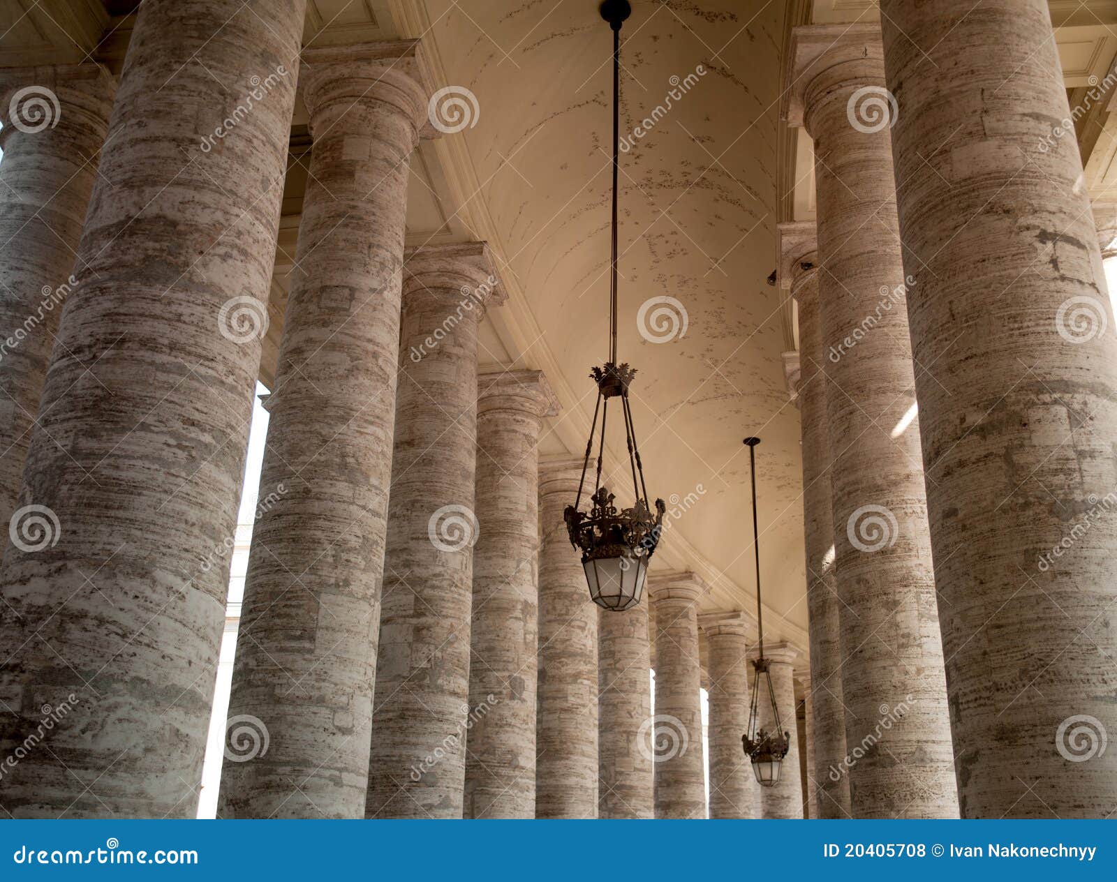 Corridor with columns stock photo. Image of tree, green - 20405708