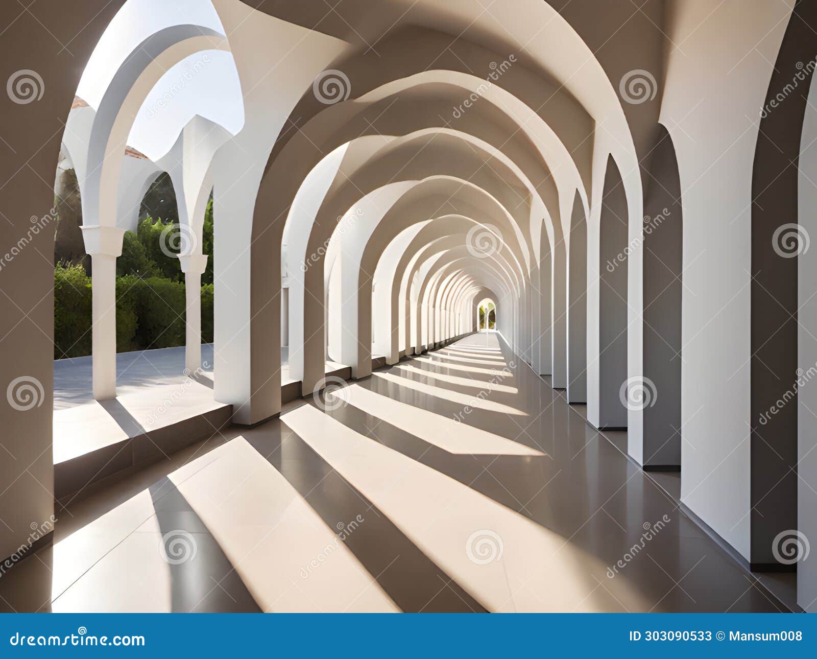 Corridor with Columns in the Mosque Stock Illustration - Illustration ...