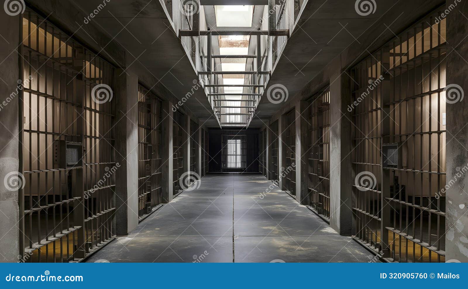 A Corridor of Confinement. a Row of Jail Cells. Stock Photo - Image of ...