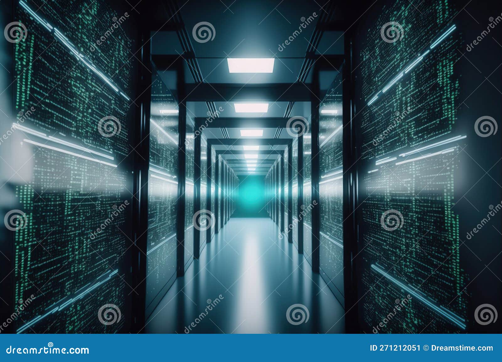 Corridor of Data Center with Racks of Server Computer for Cloud ...