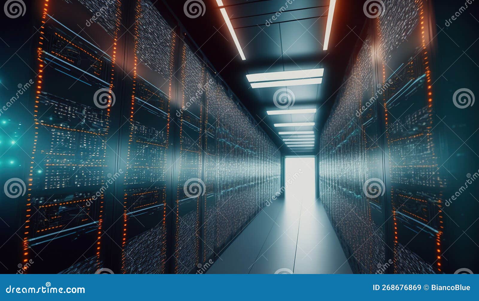 Corridor of Data Center with Racks of Server Computer for Cloud Computing Data Stock Image ...