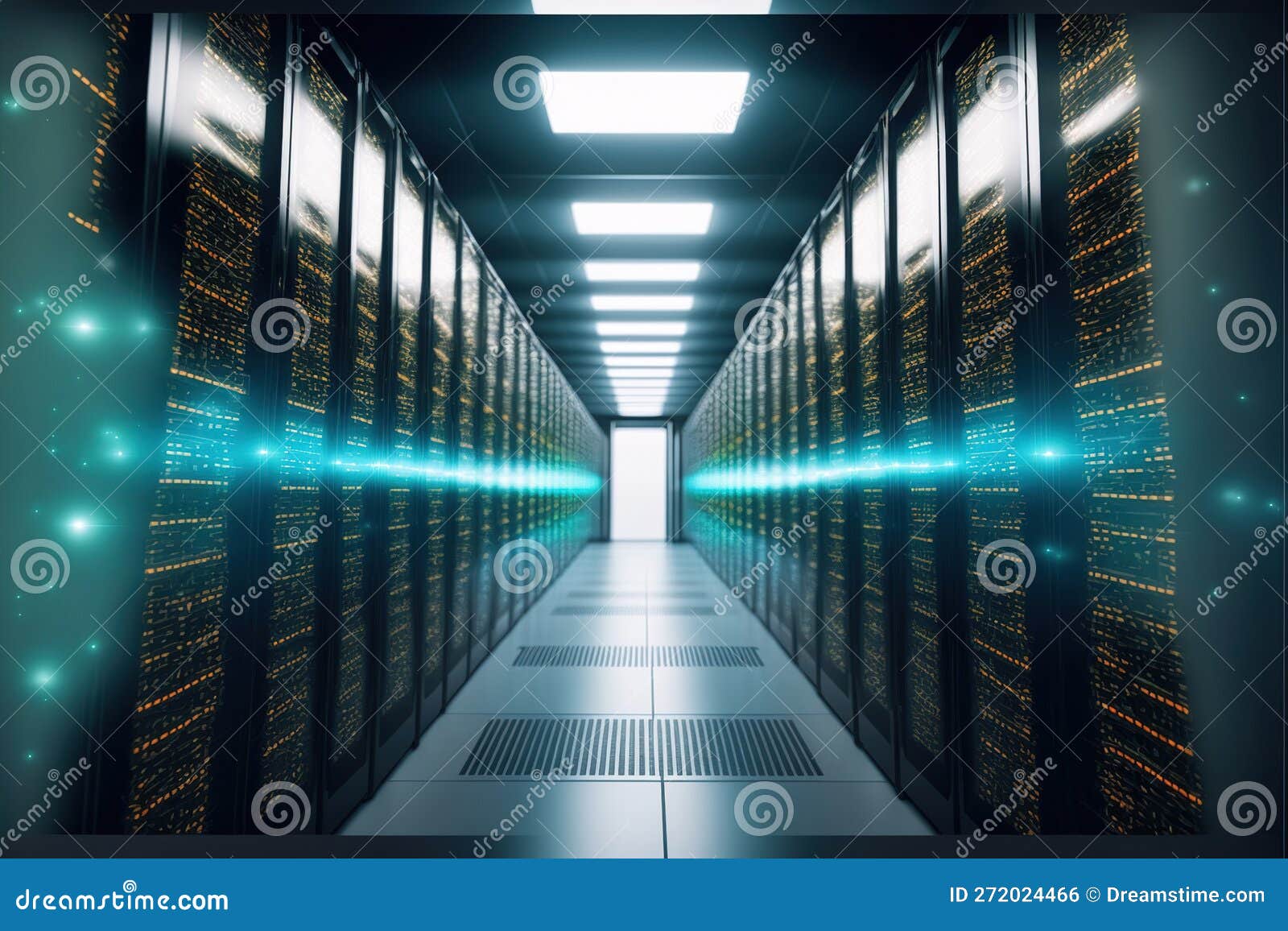 Corridor of Data Center with Racks of Server Computer for Cloud Computing Data Stock ...