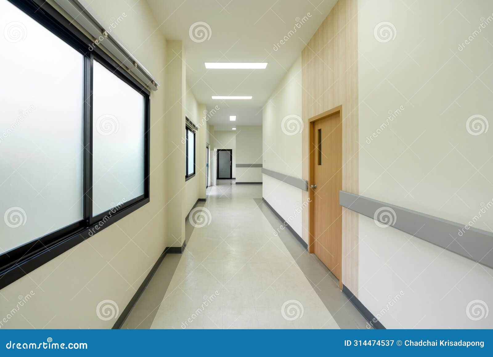 Corridor between Different Room in Hospital. Medical Operating Room and ...