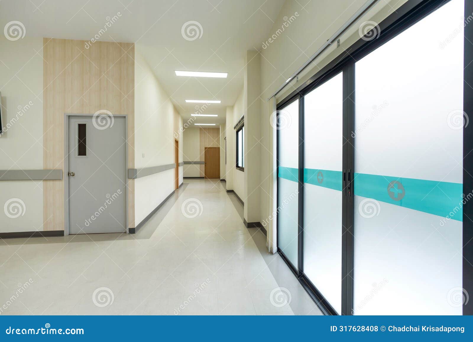 Corridor between Different Room in Hospital. Medical Operating Room and ...