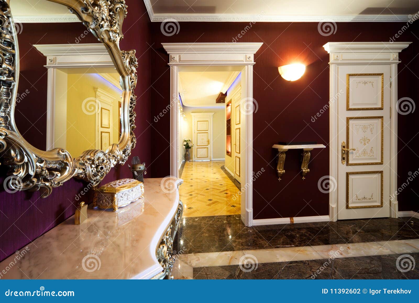 Corridor with a door stock photo. Image of corridor, gold - 11392602