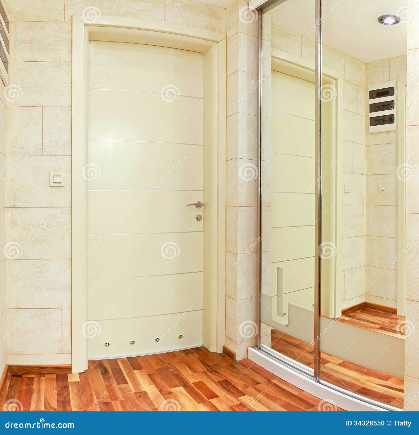 Corridor door stock photo. Image of reflection, wood - 34328550