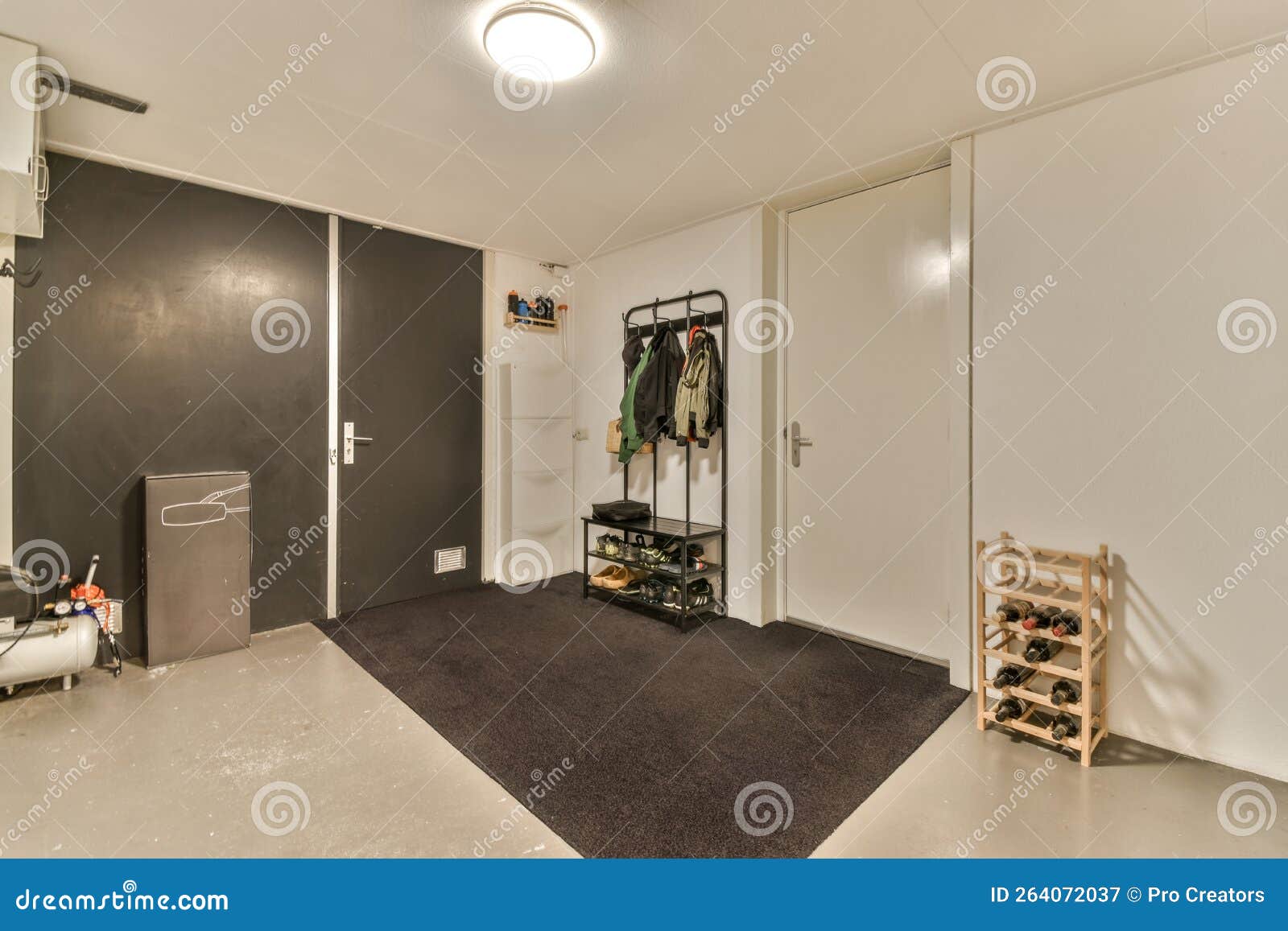 Corridor with Doors and Engineering Communications Stock Image - Image ...