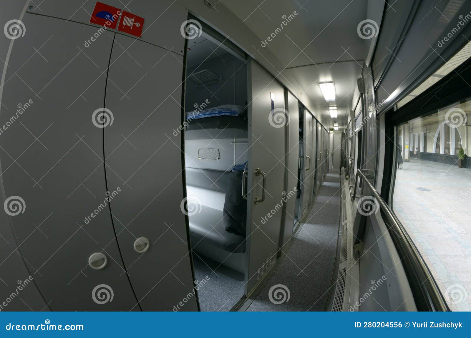 Corridor with Doors of a First Class Sleeping Carriage of the Passenger ...