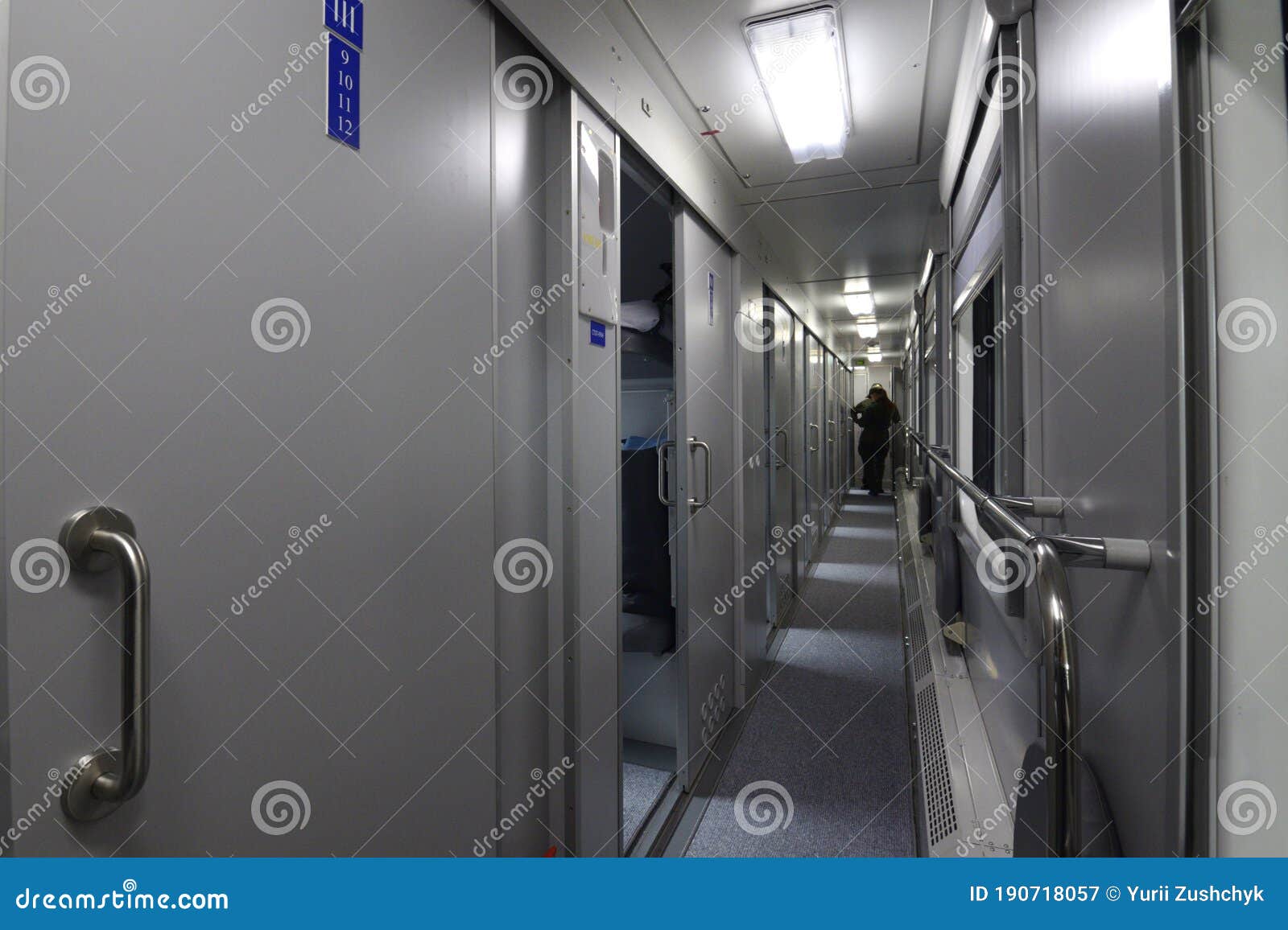 Corridor with Doors of a First Class Sleeping Carriage of the Passenger ...
