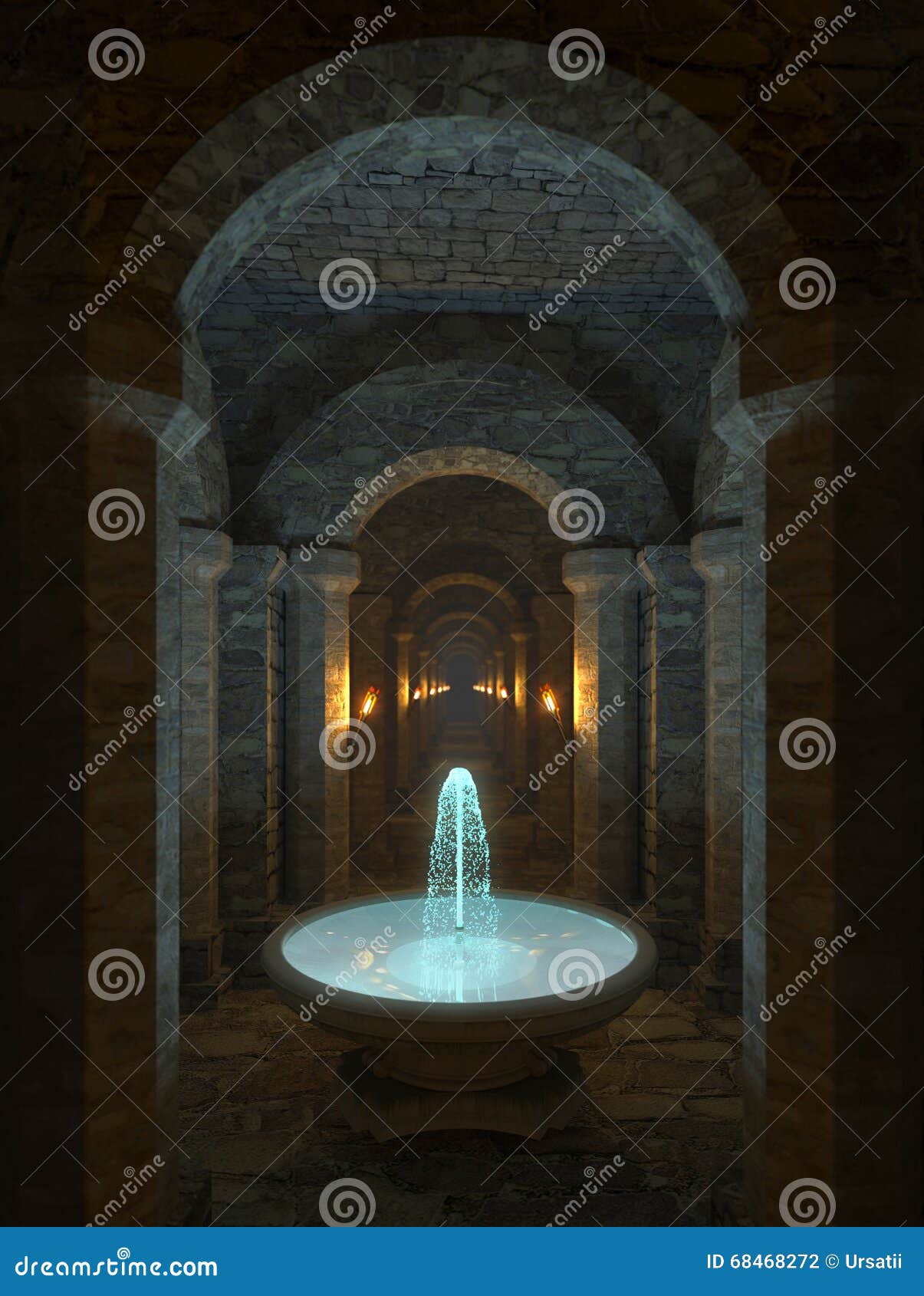 Corridor in the dungeon stock illustration. Illustration of engineering ...