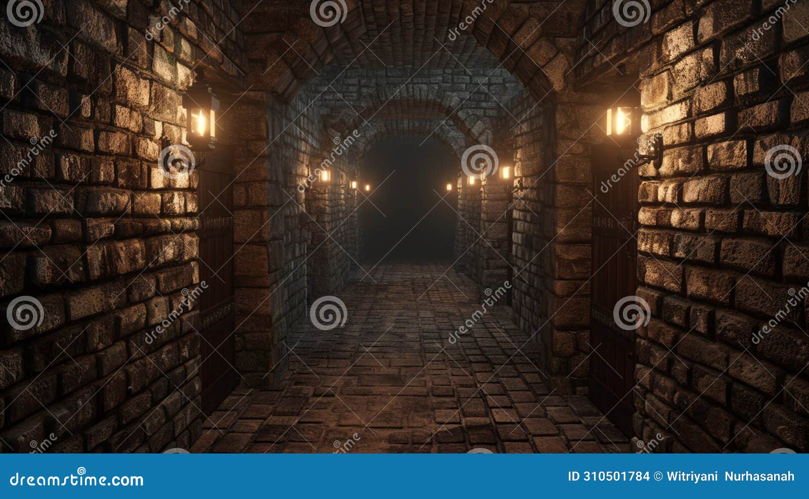 Corridor in the Dungeon Long Medieval Castle. Generative Ai Stock ...