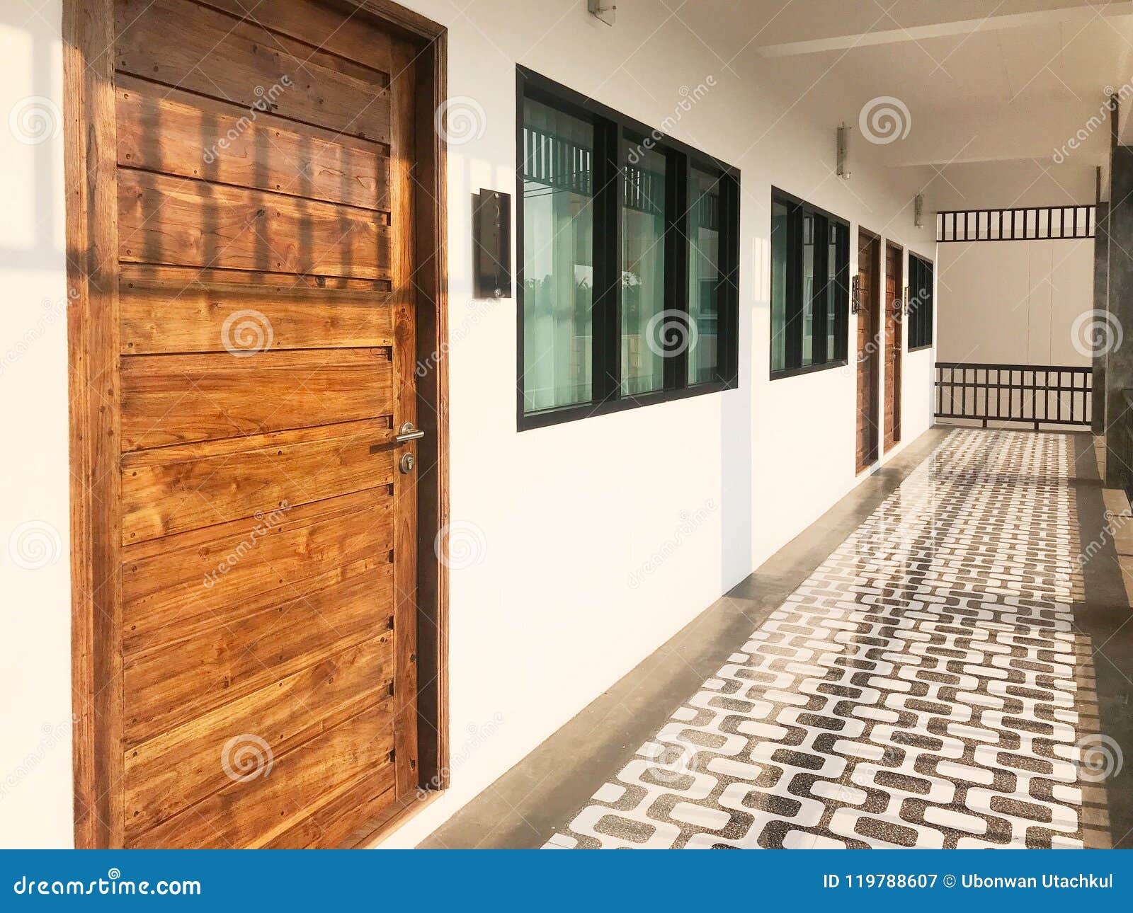 Corridor in Front of Hotel or Apartment Room Stock Image - Image of ...