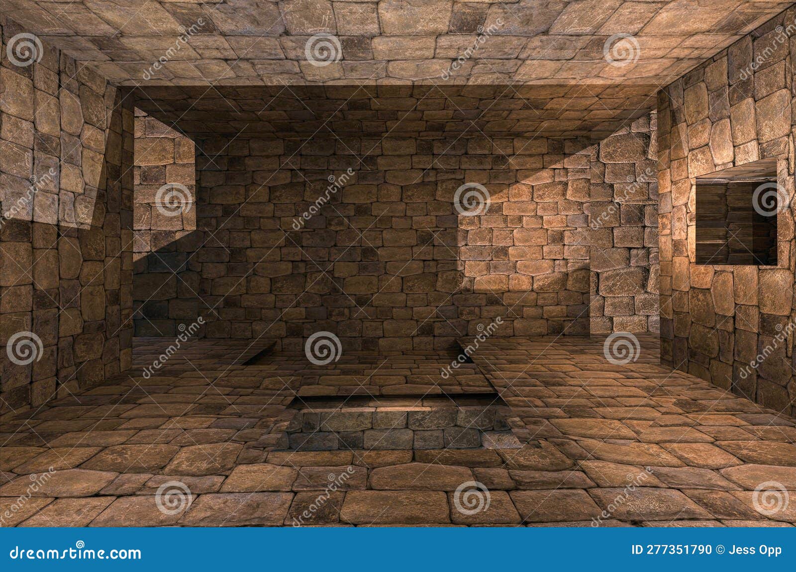 Corridor and Hallway of a Shale Stone Interior. Interior Design. 3d ...