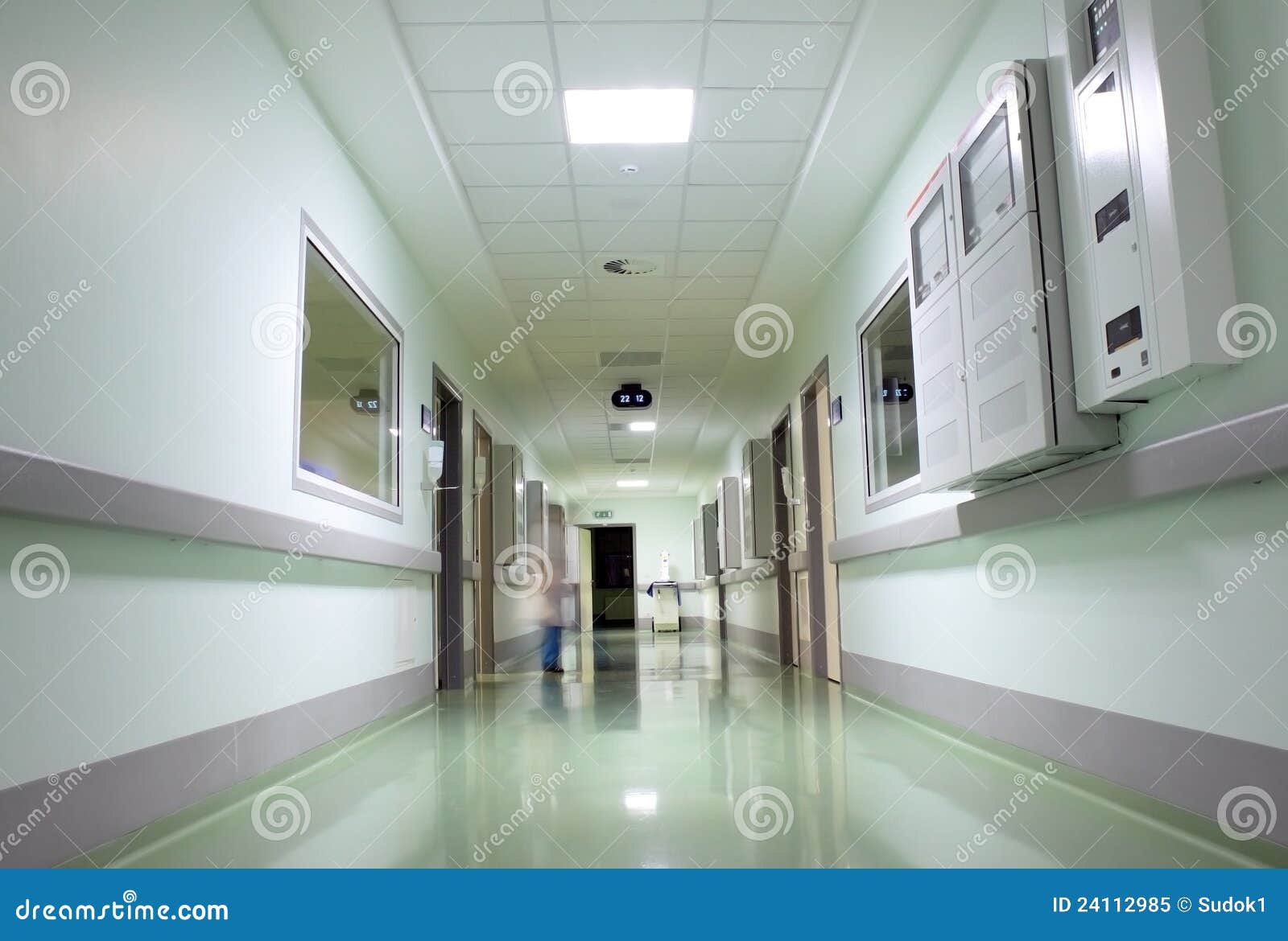Corridor of the Hospitalwith the Figure of Doctor Stock Image - Image ...