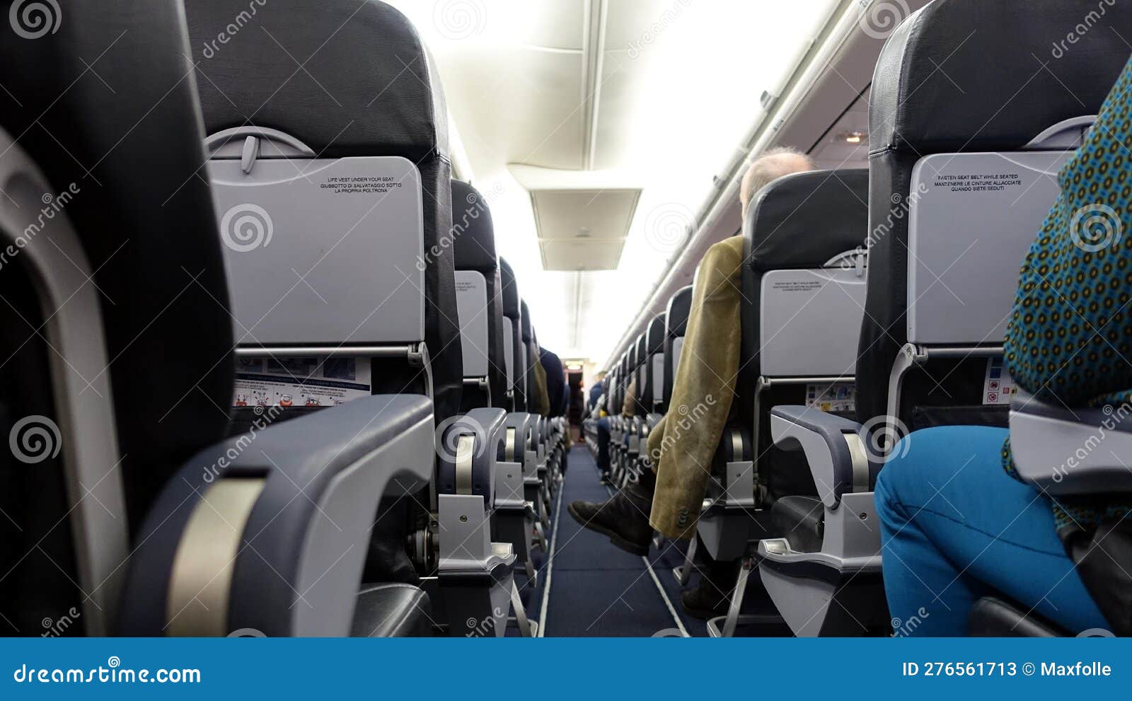 The Corridor Inside an Airplane. Stock Image - Image of aeroplane ...