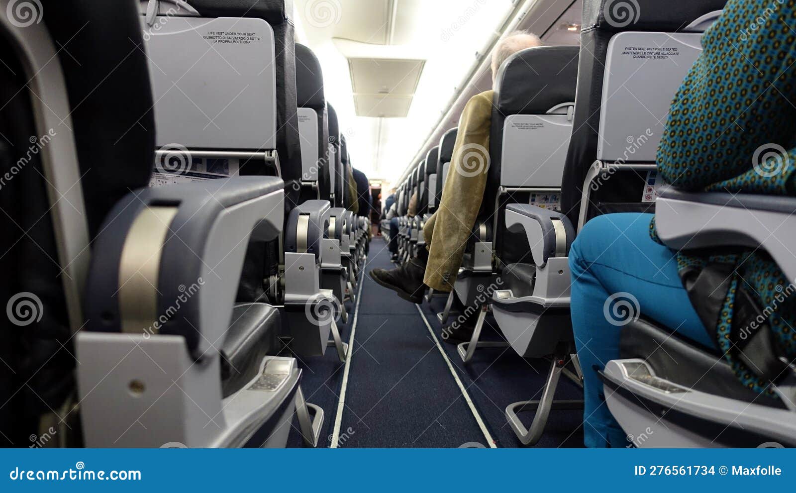 The Corridor Inside an Airplane. Stock Photo - Image of people, journey ...