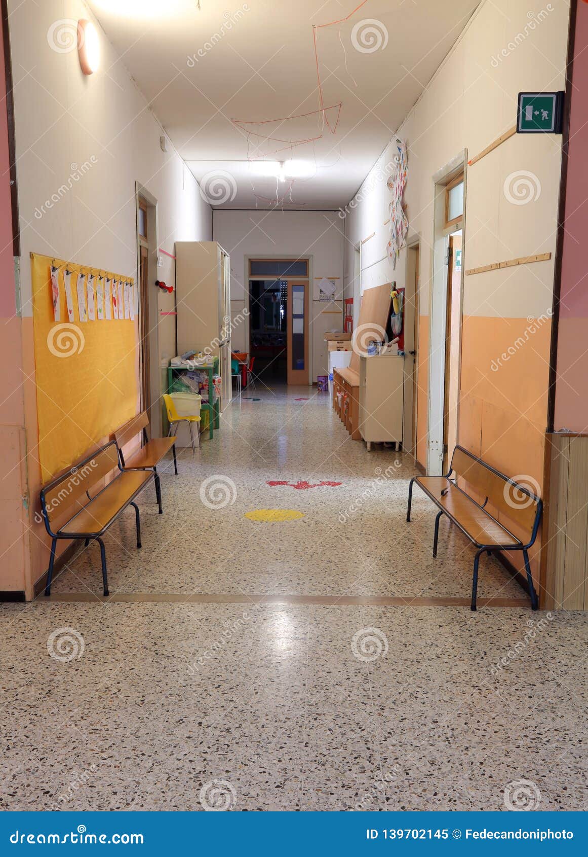 Corridor Inside a School without Kids Stock Image - Image of maternal ...