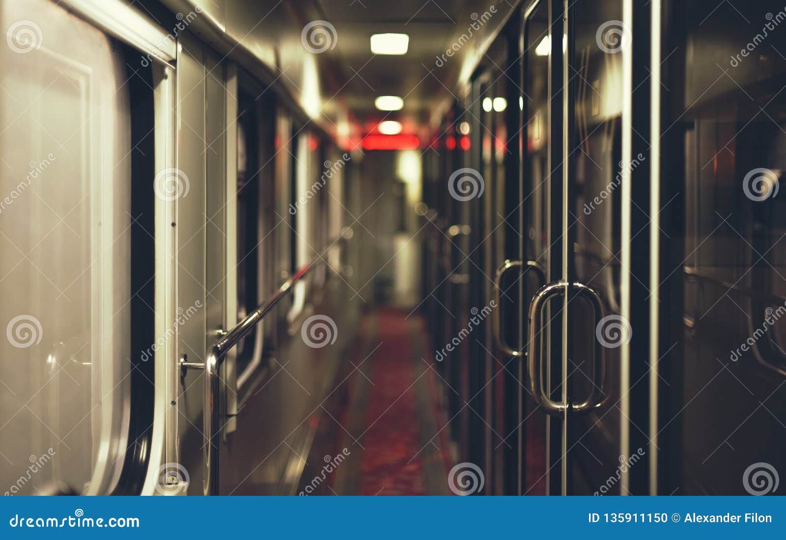 Corridor of Intercity Train in Night Stock Photo - Image of corridor ...