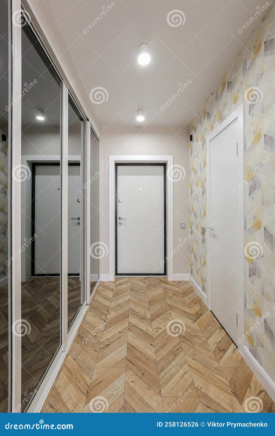 Corridor in the Interior of the Apartment with Sliding Wardrobe Stock ...