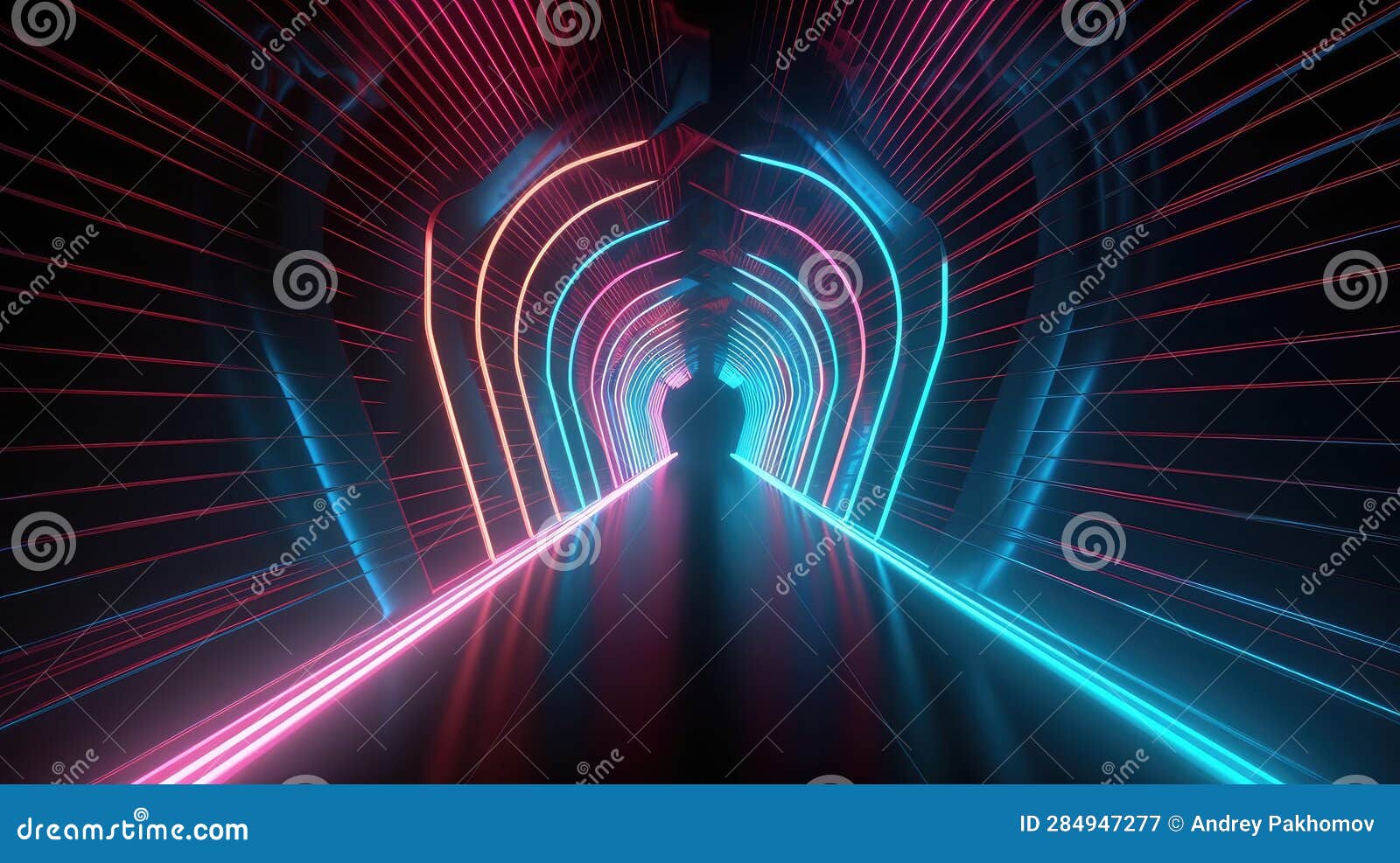 Corridor Interior Design with Neon Illumination. Abstraction, Space ...