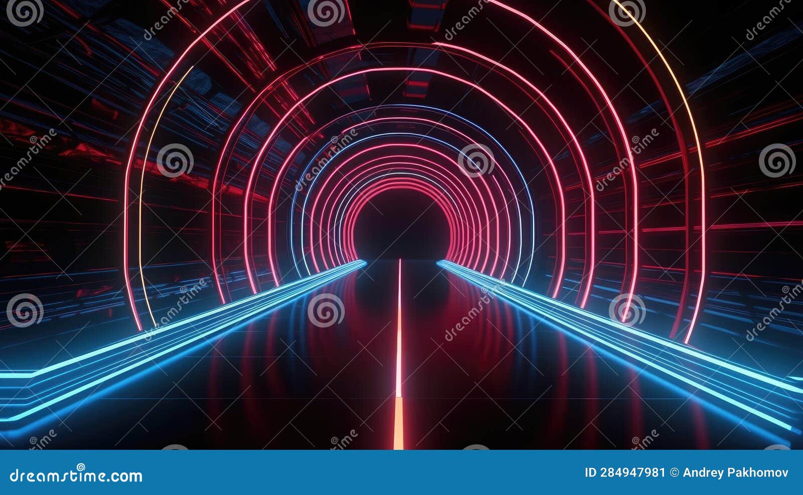 Corridor Interior Design with Neon Illumination. Abstraction, Space ...