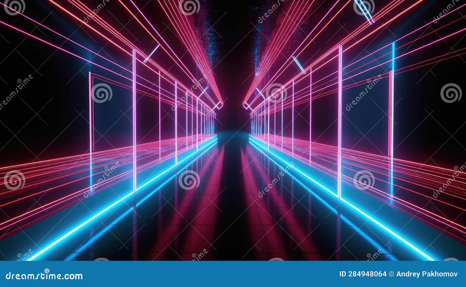 Corridor Interior Design with Neon Illumination. Abstraction, Space ...