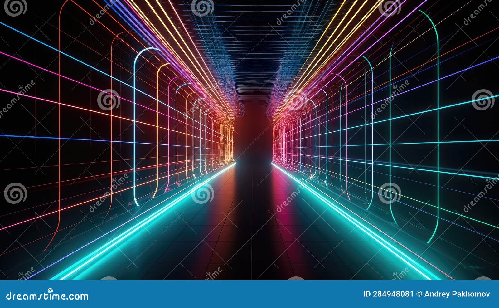 Corridor Interior Design with Neon Illumination. Abstraction, Space ...