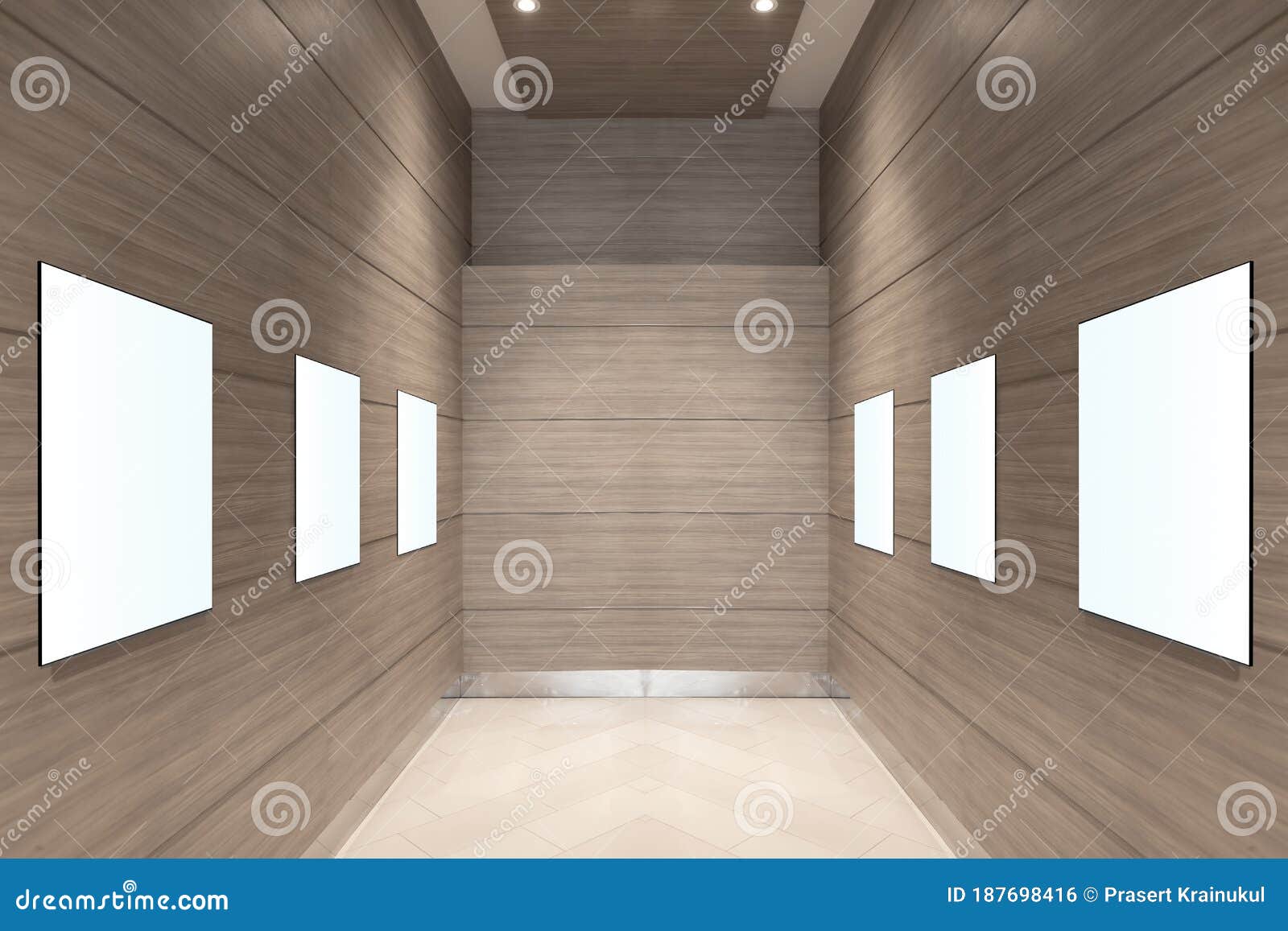 Corridor Interior with Empty Banner on Wall. Advertisement Concept ...