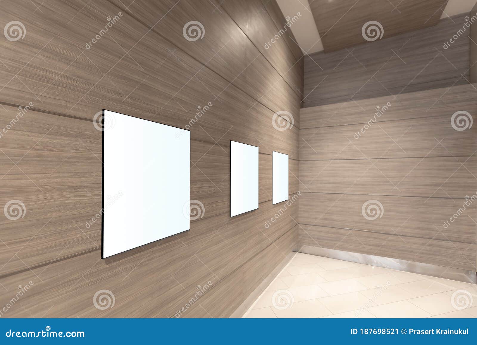 Corridor Interior with Empty Banner on Wall. Advertisement Concept ...