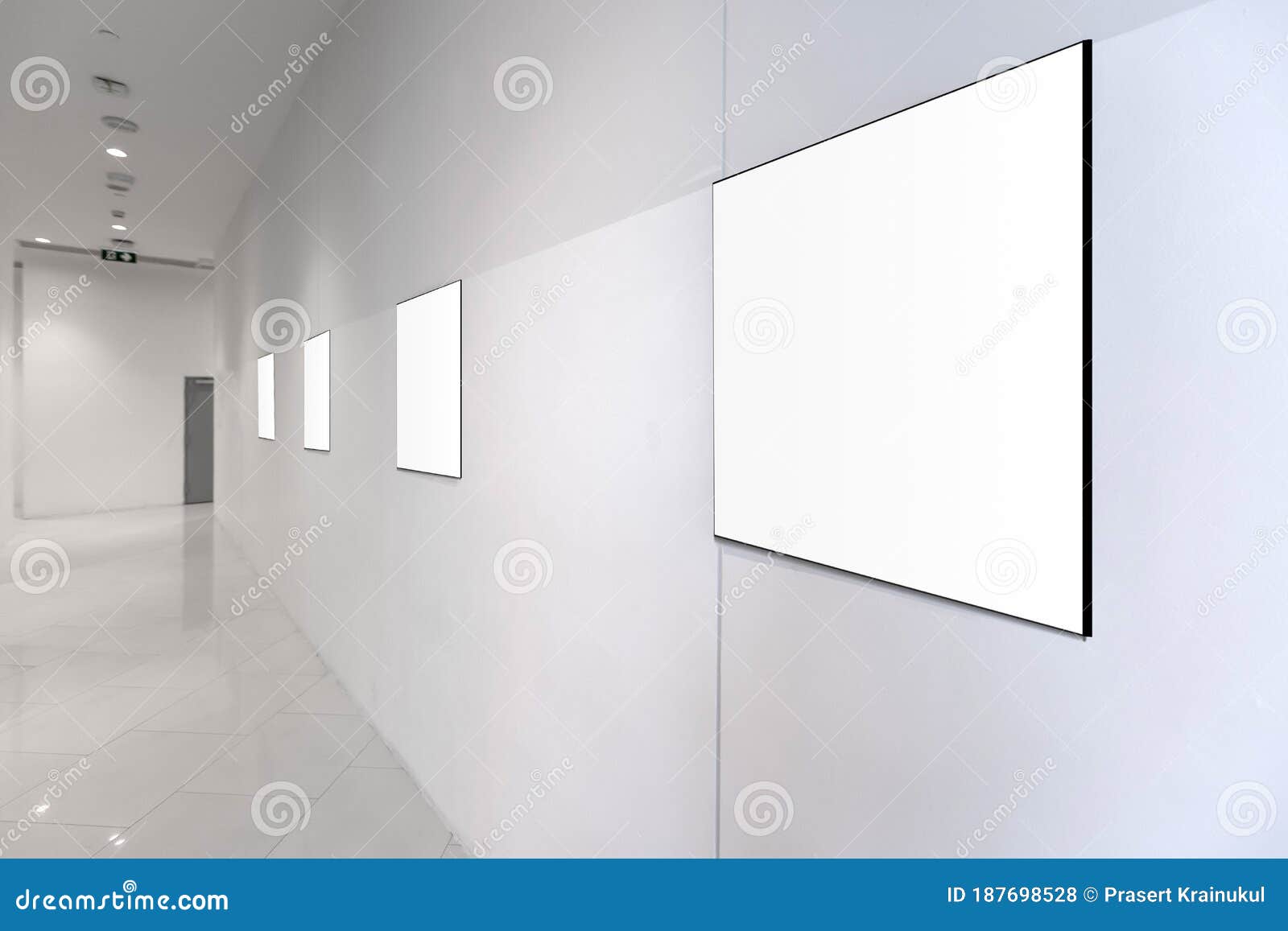 Corridor Interior with Empty Banner on Wall. Advertisement Concept ...