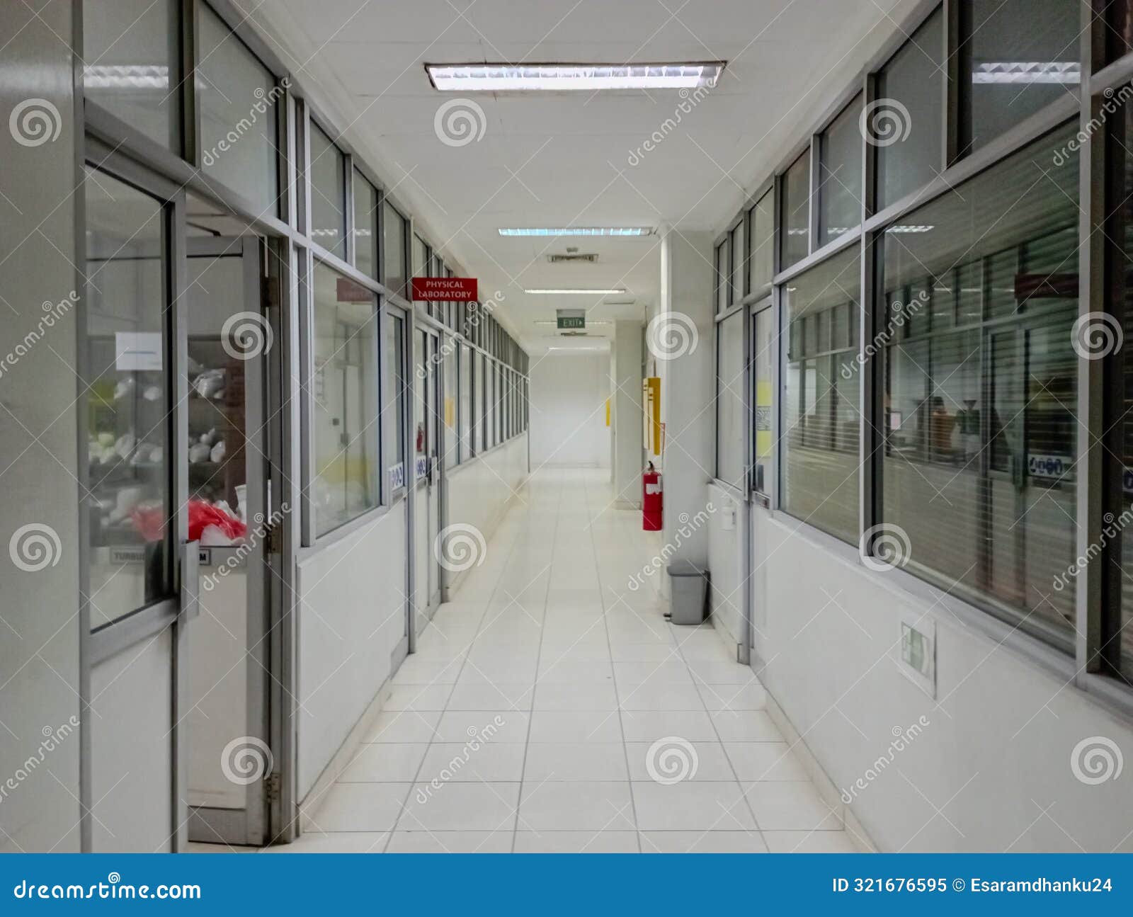 A Corridor of a Laboratory with Glass Walls and White Floor Stock Image ...