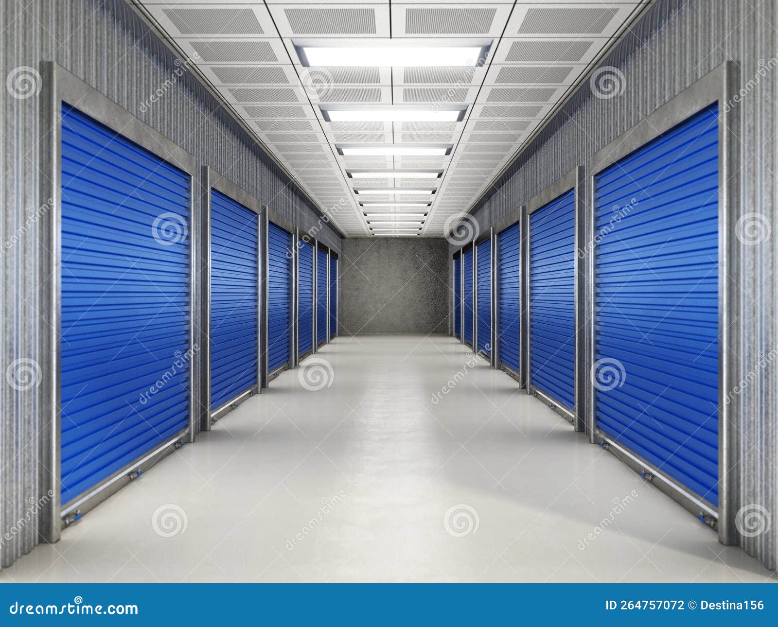 Corridor Leading To Self Storage Units 3D Illustration Stock ...