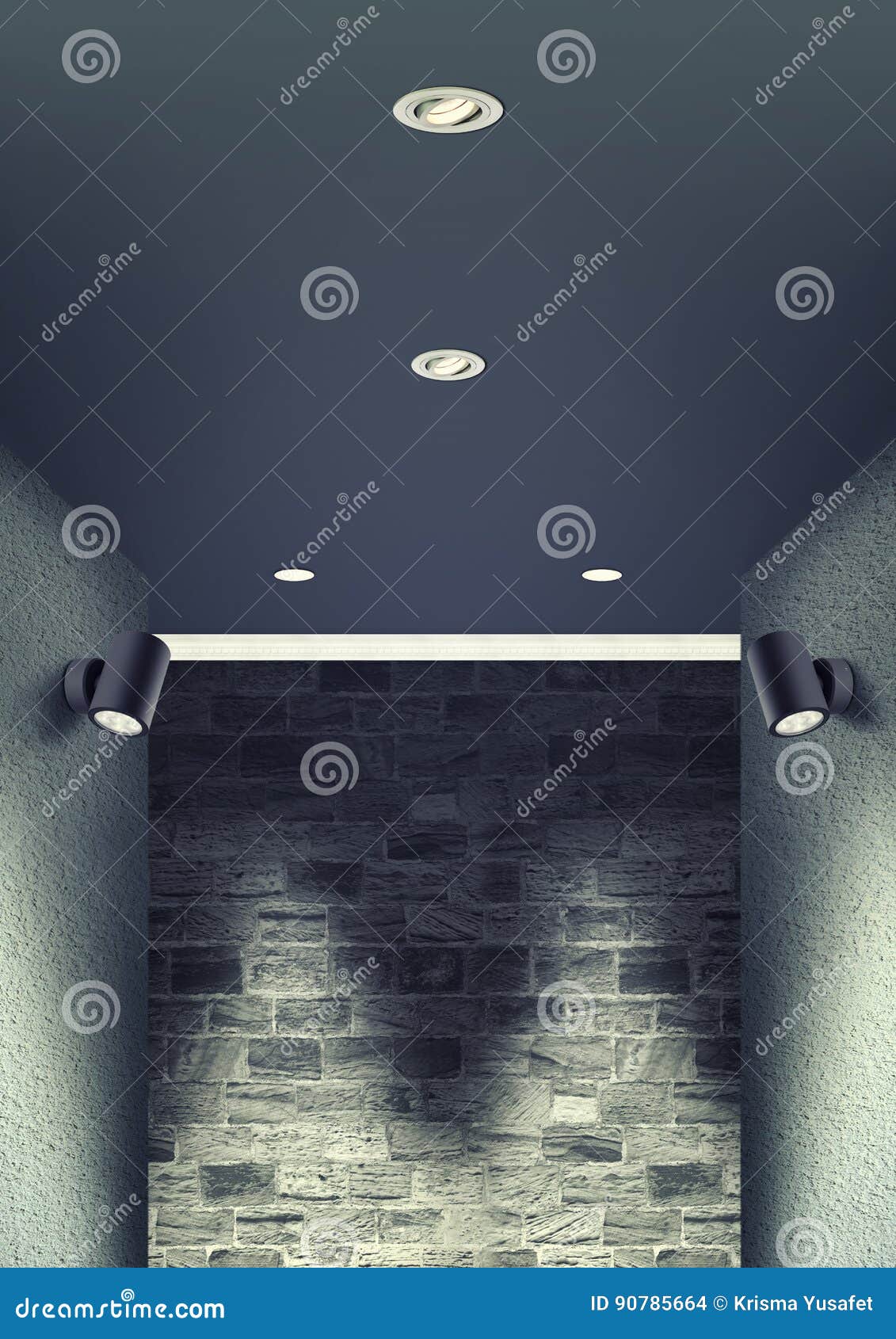 Corridor Lighting Night Scene Stock Illustration - Illustration of lamp ...