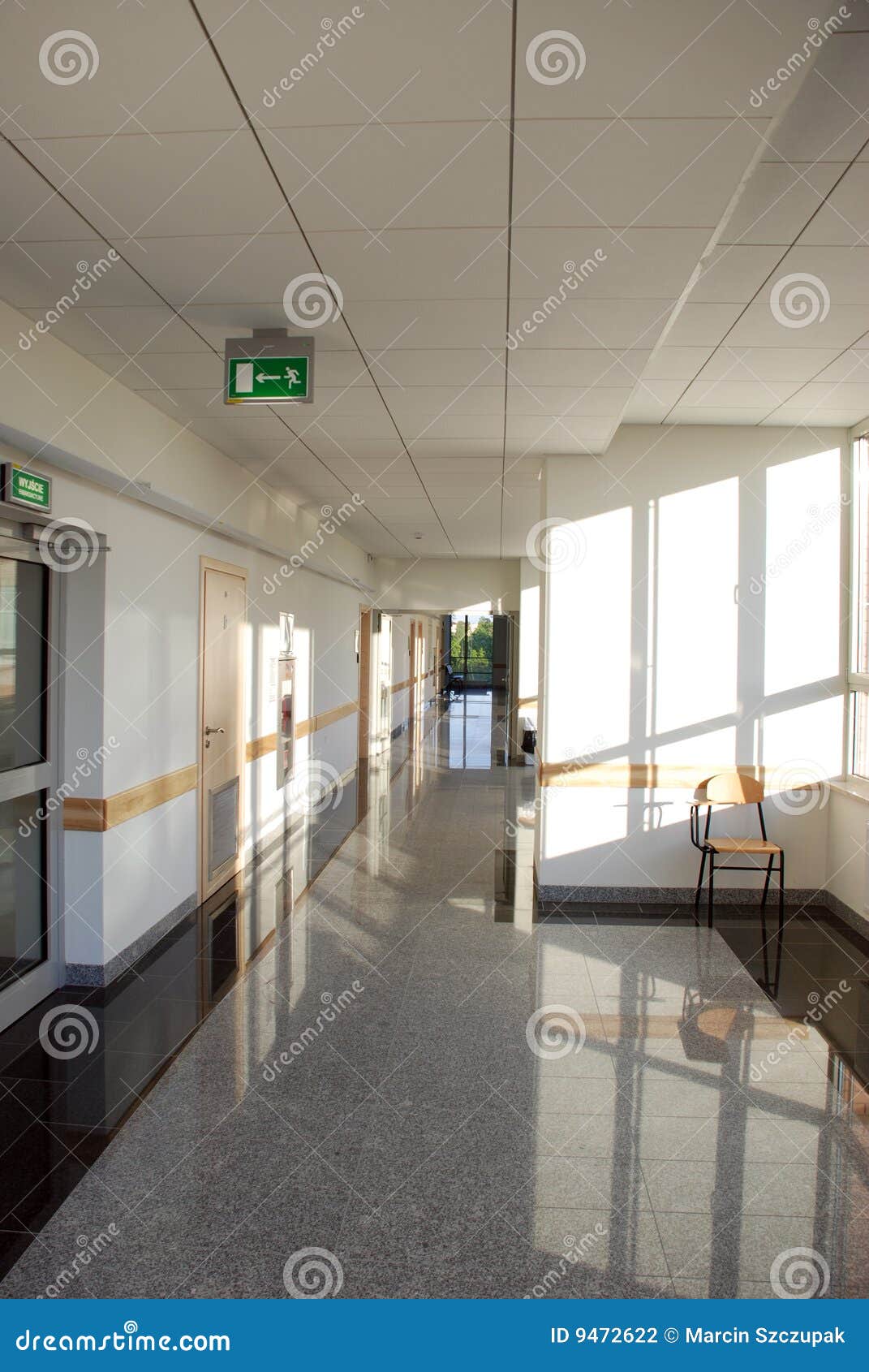 Corridor in Modern Building Stock Photo - Image of entrance, green: 9472622