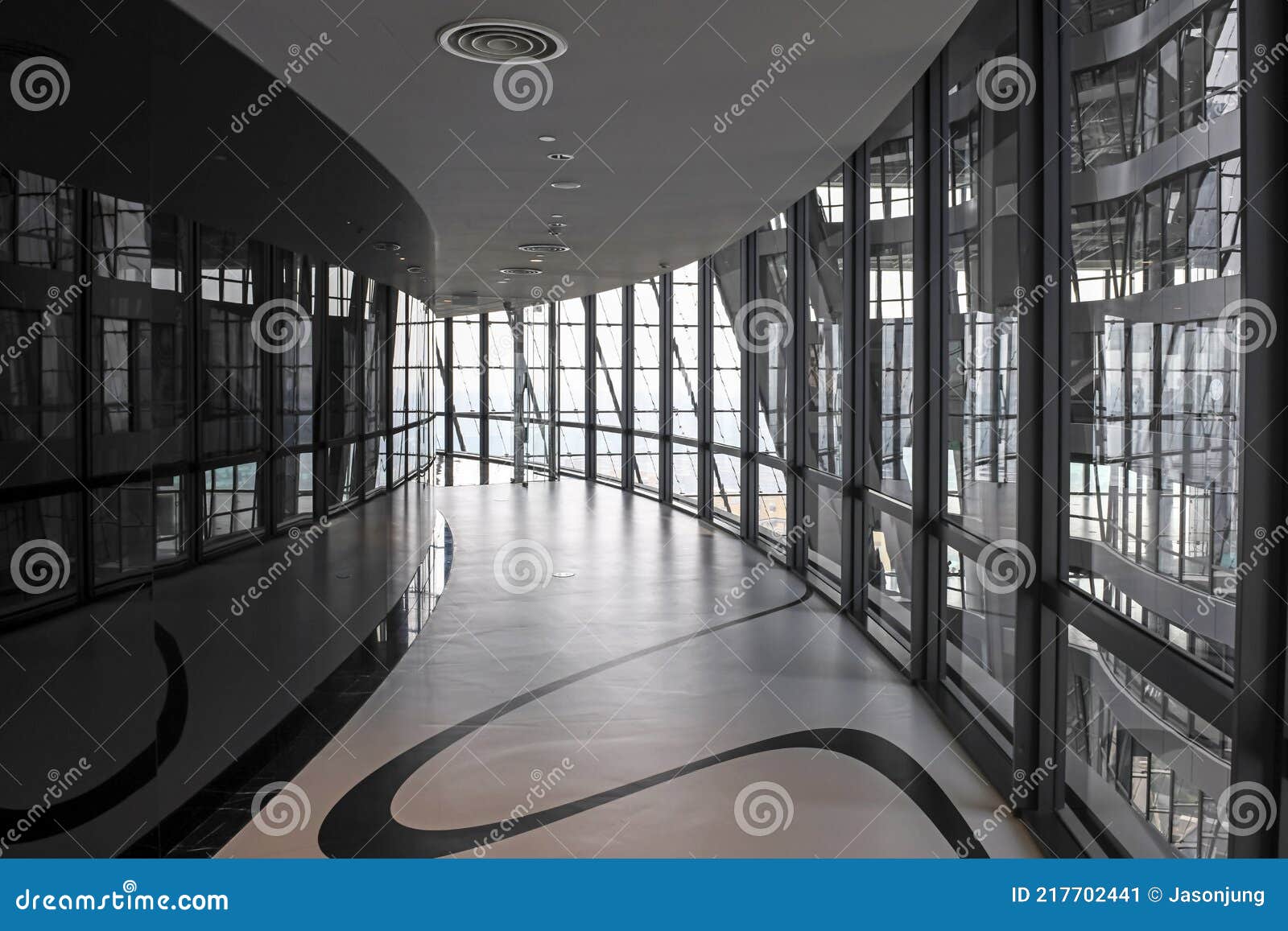 Corridor of Modern Building Stock Image - Image of green, chinese ...