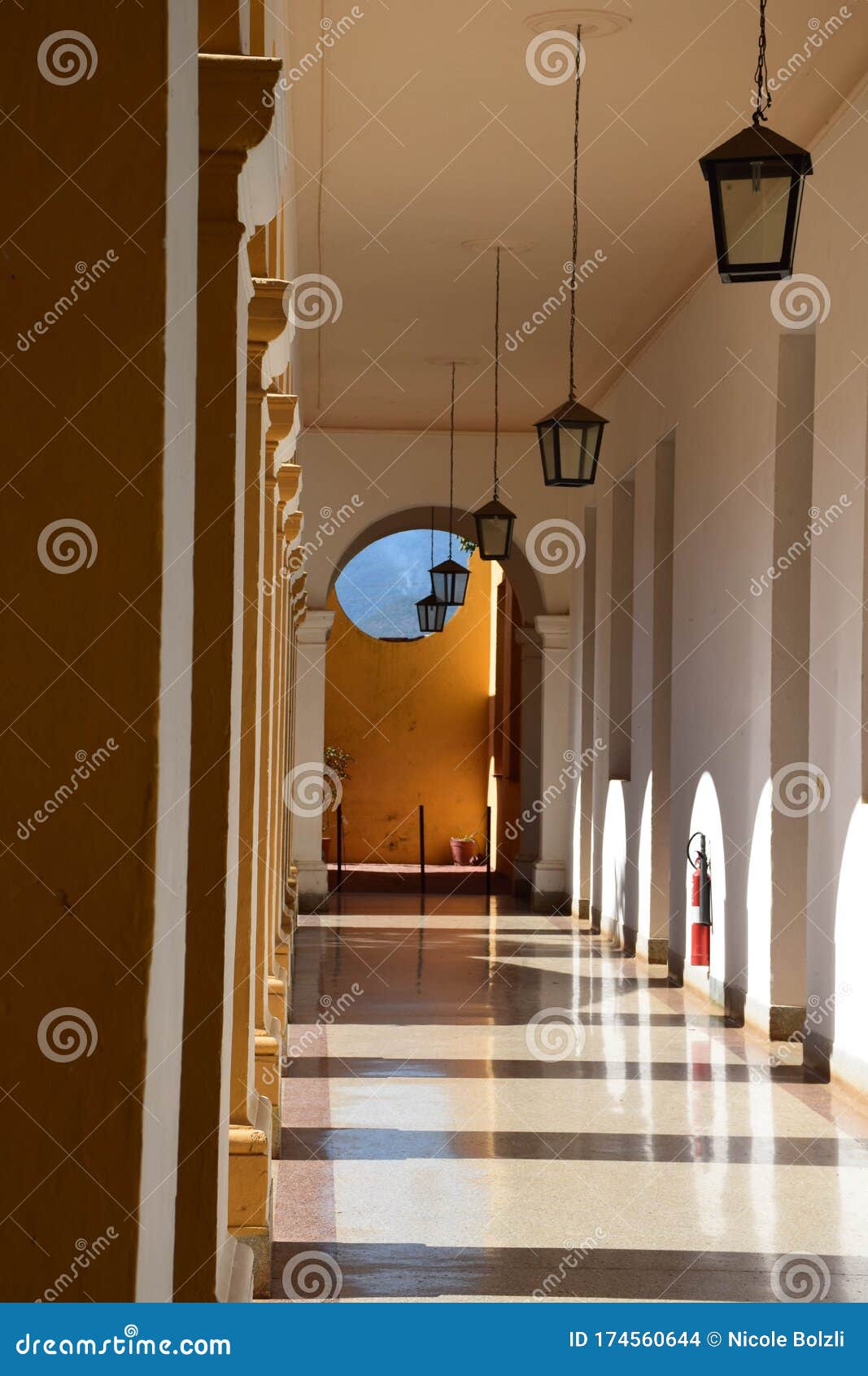 Corridor of a Modern Monastery Stock Photo - Image of interior ...