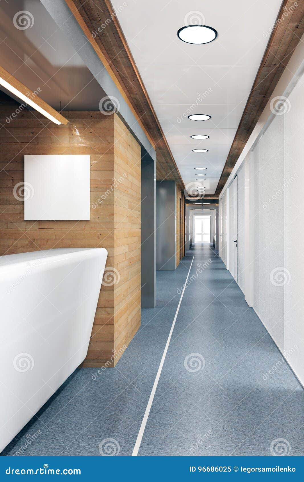 Corridor of Modern Office Building Stock Illustration - Illustration of ...