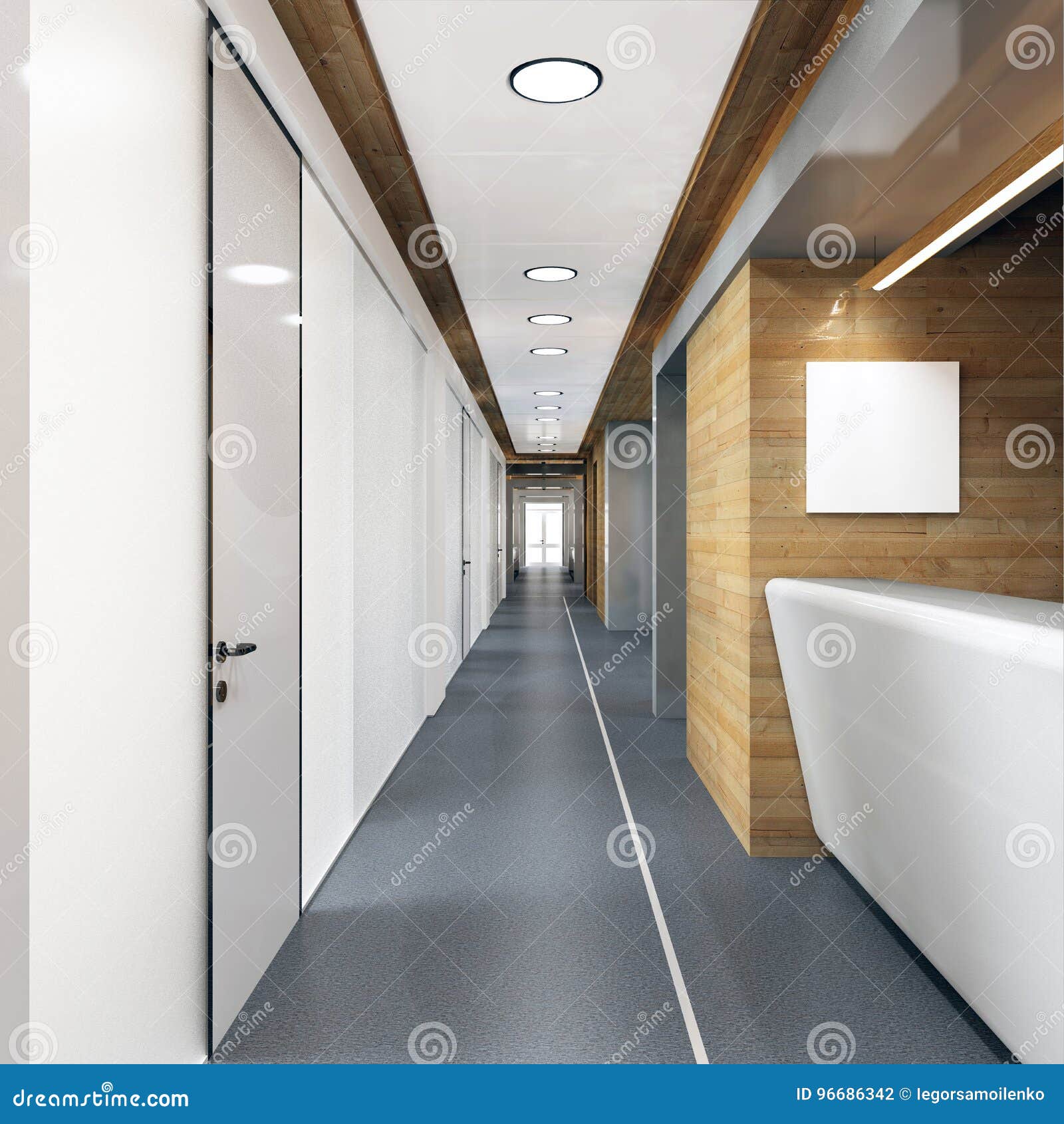 Corridor of Modern Office Building Stock Illustration - Illustration of ...