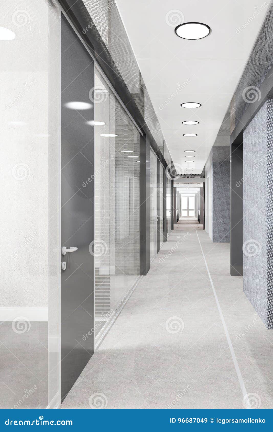 Corridor of Modern Office Building Stock Illustration - Illustration of ...