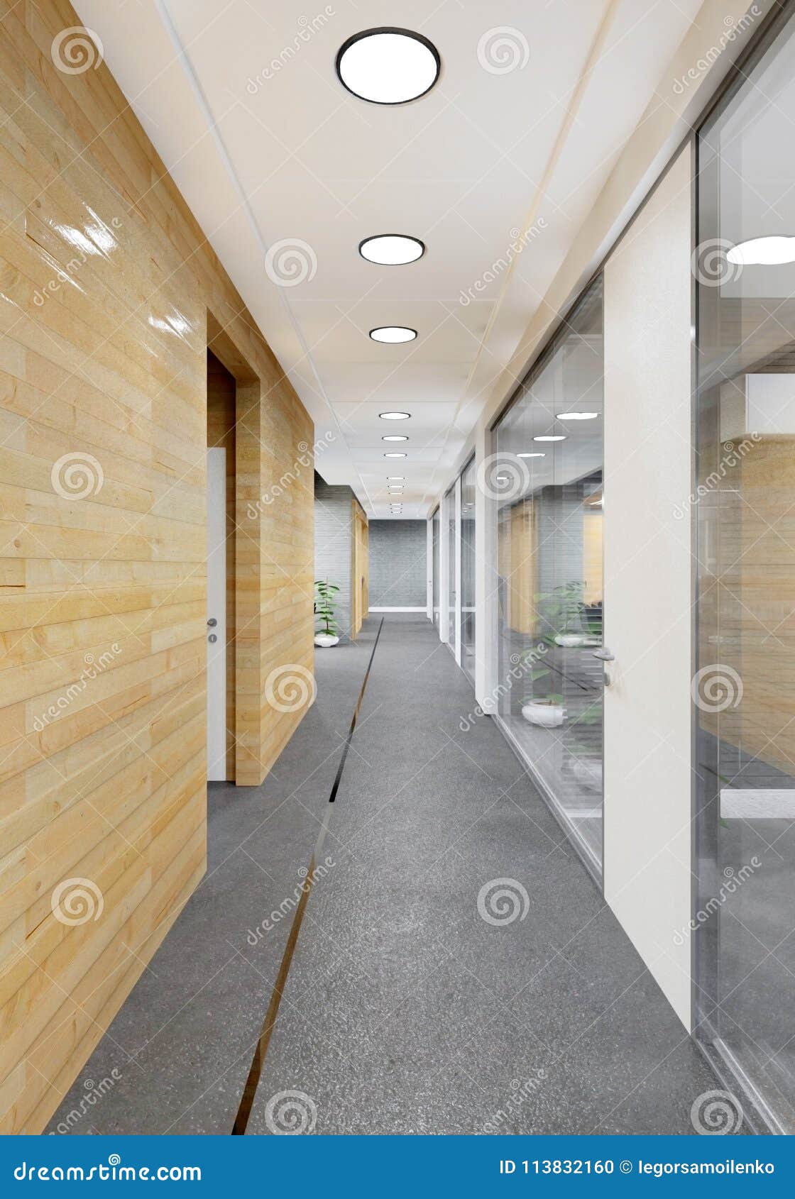 Corridor of Modern Office Building Stock Illustration - Illustration of ...