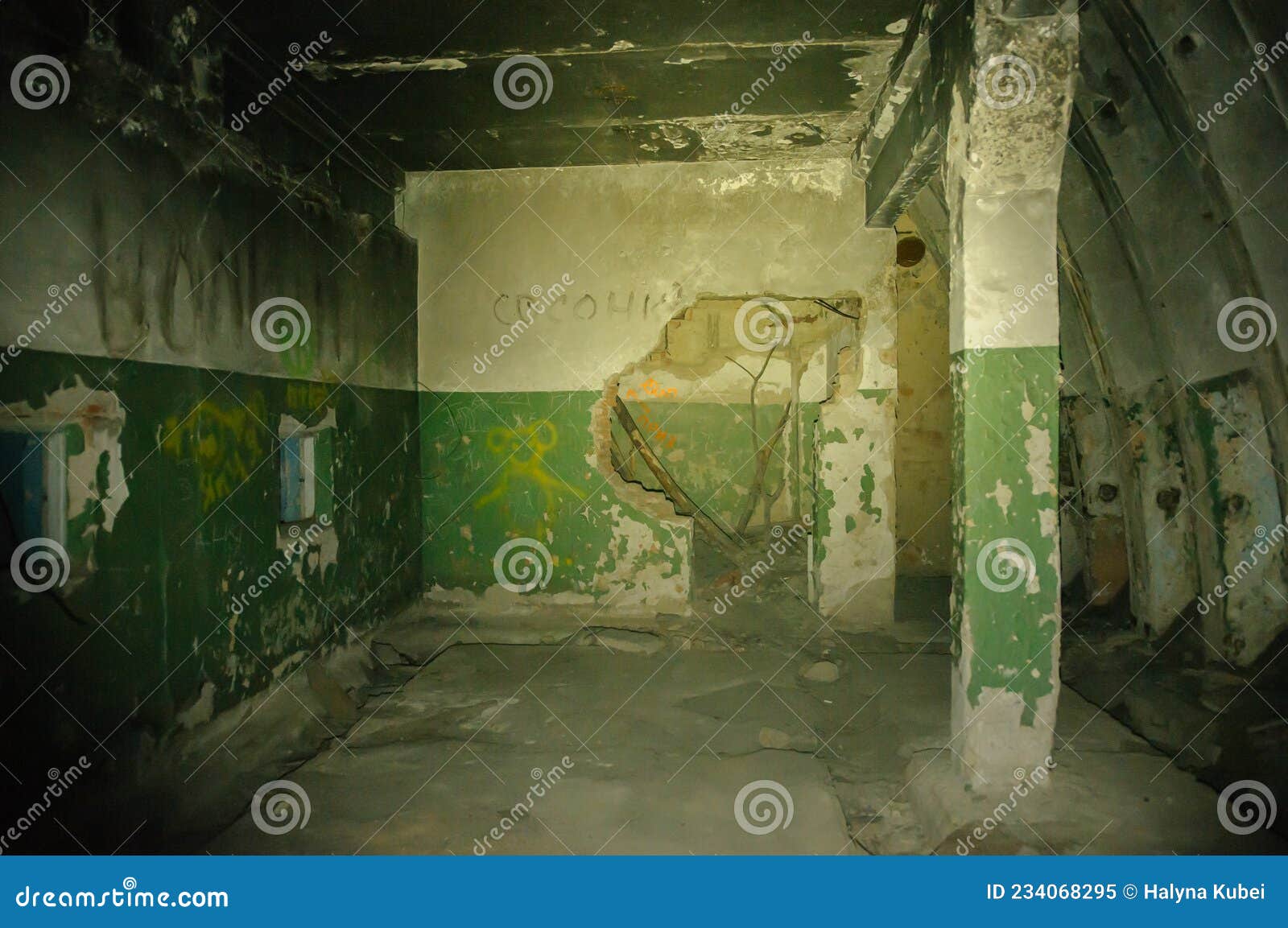 Corridor Of A Destroyed And Abandoned Secret Military Bunker ...