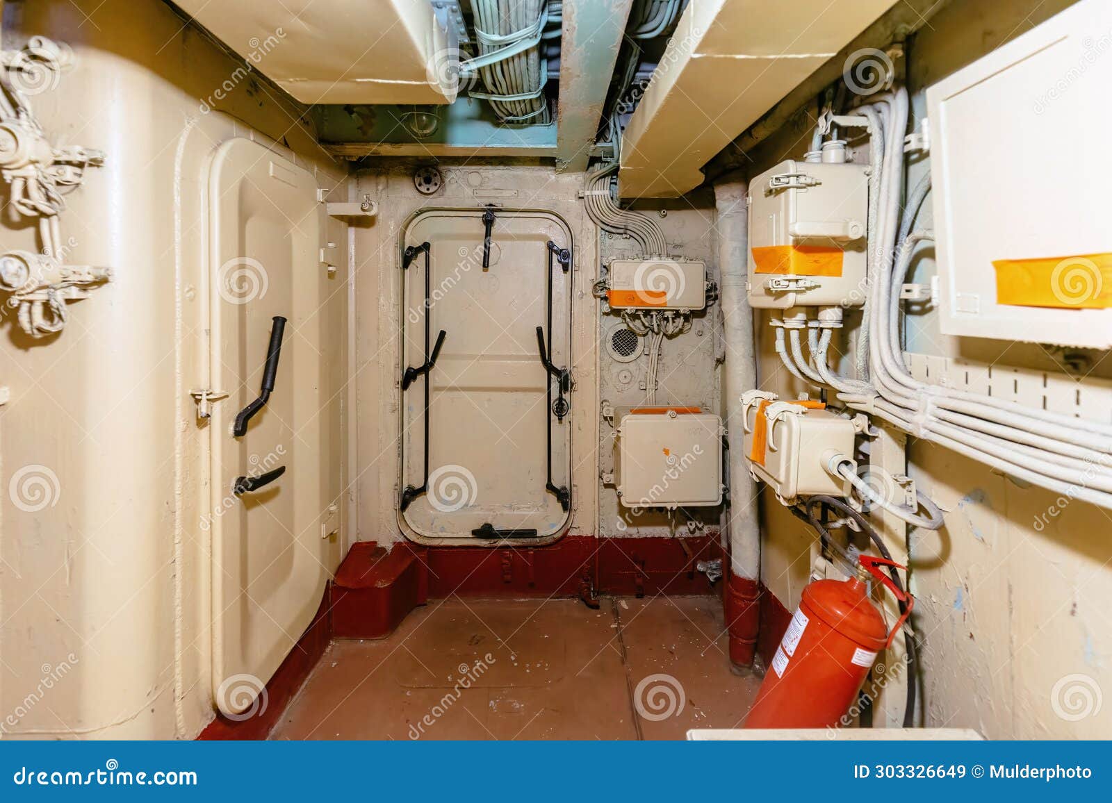 Corridor at Old Military or Cargo Ship Stock Image - Image of cargo ...