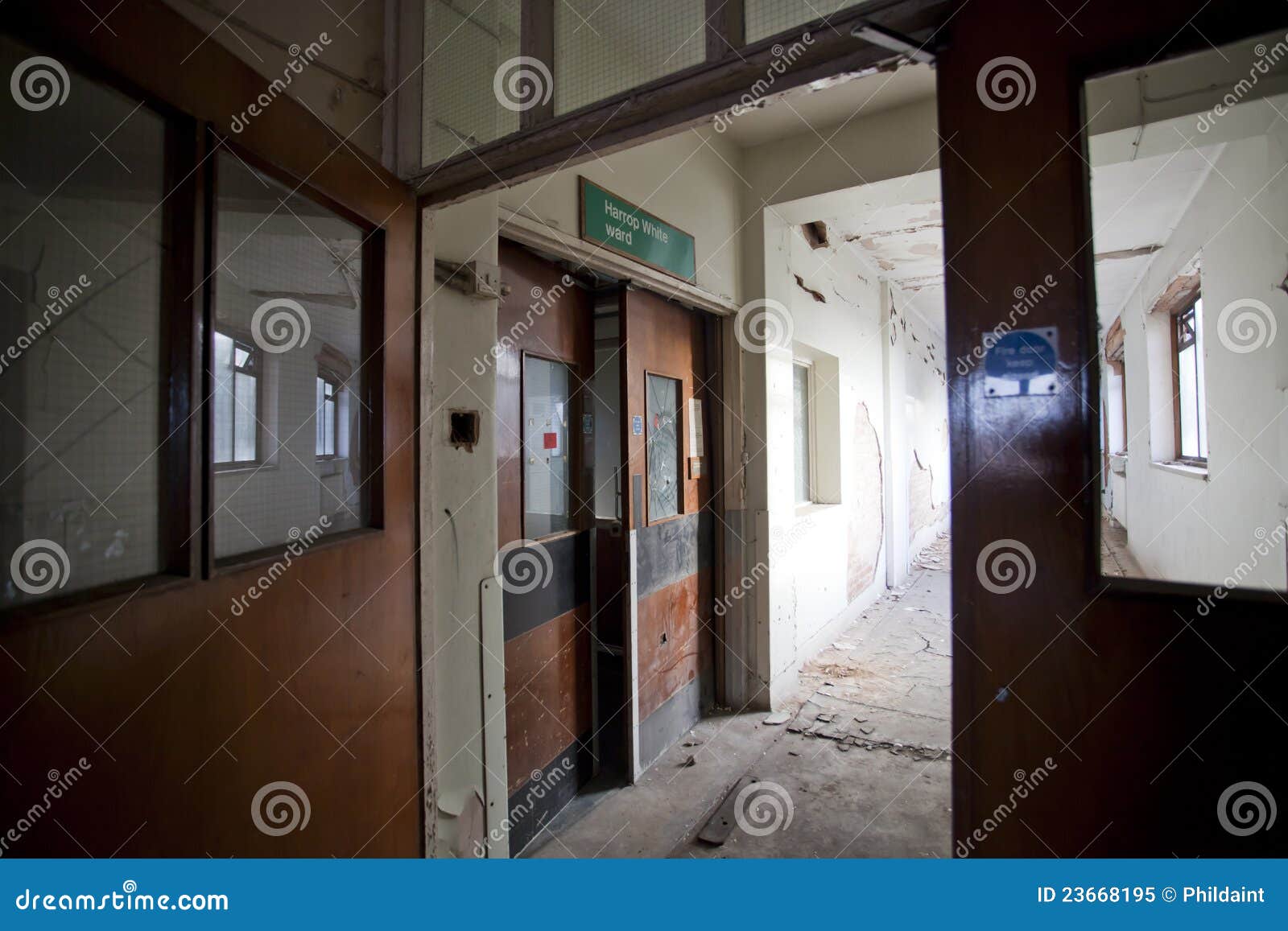 Corridor with open door stock image. Image of disaster - 23668195