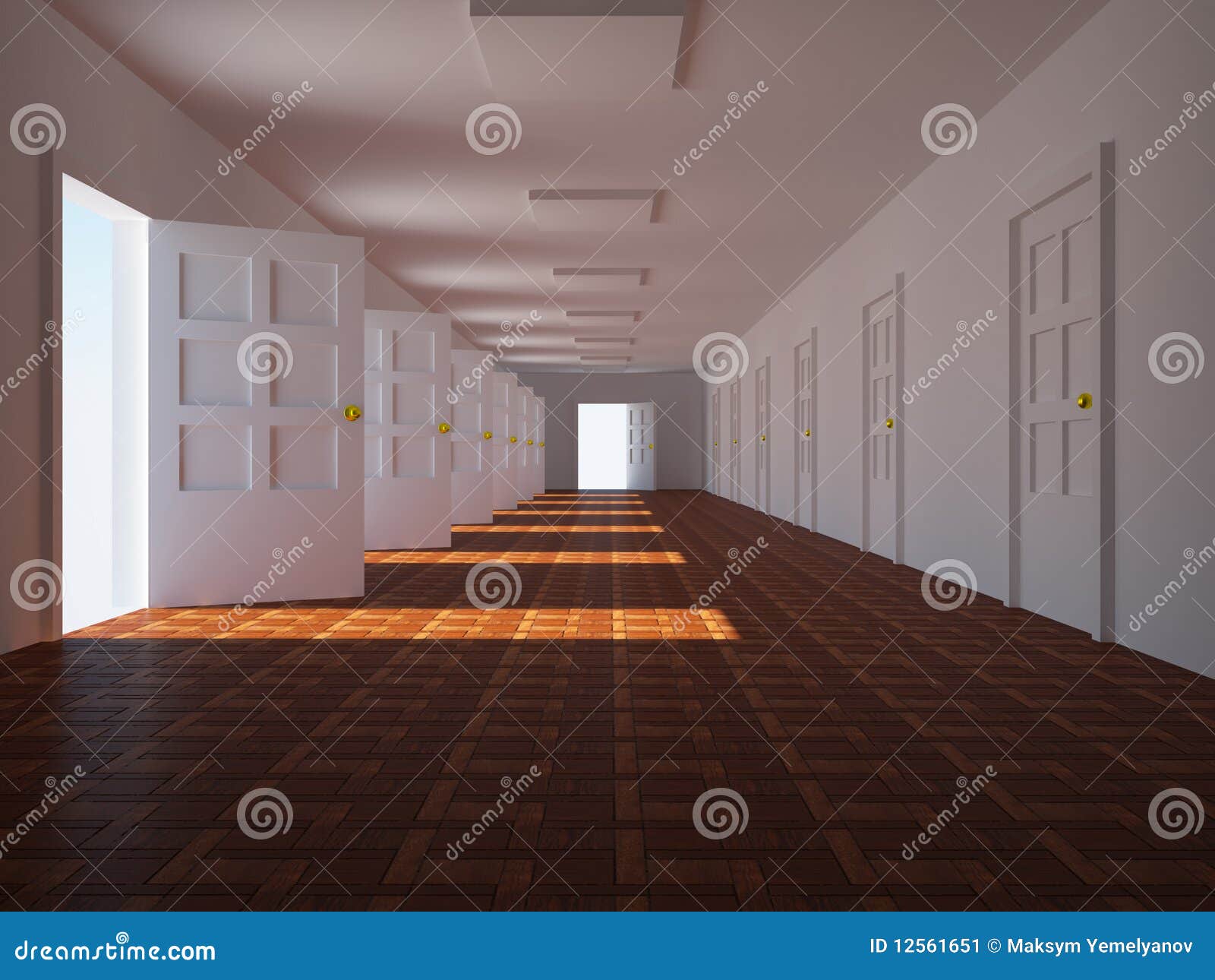 Corridor With Open Doors Royalty-Free Stock Photo | CartoonDealer.com ...