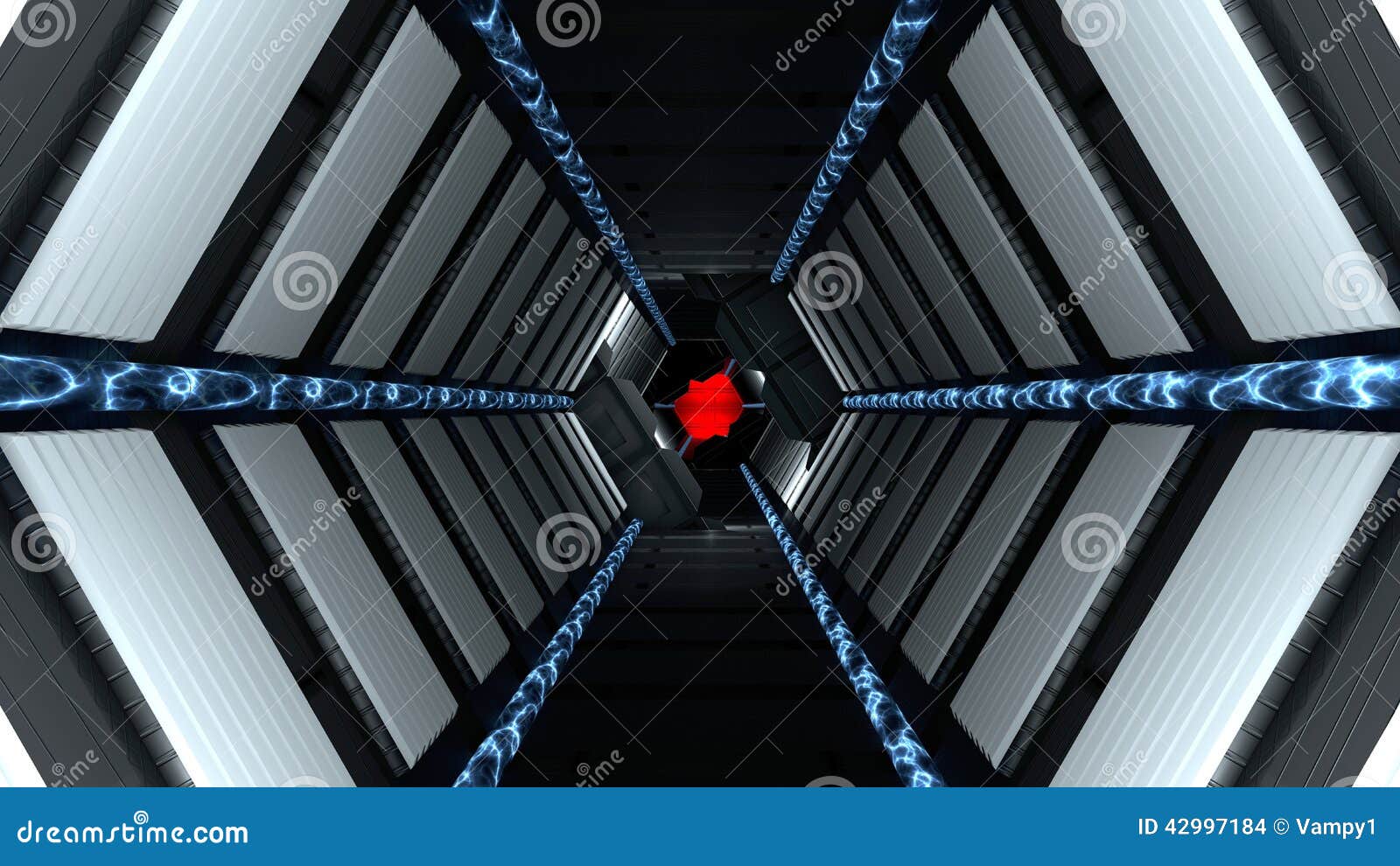 Corridor Passing Spaceship Science Fiction Stock Illustration ...
