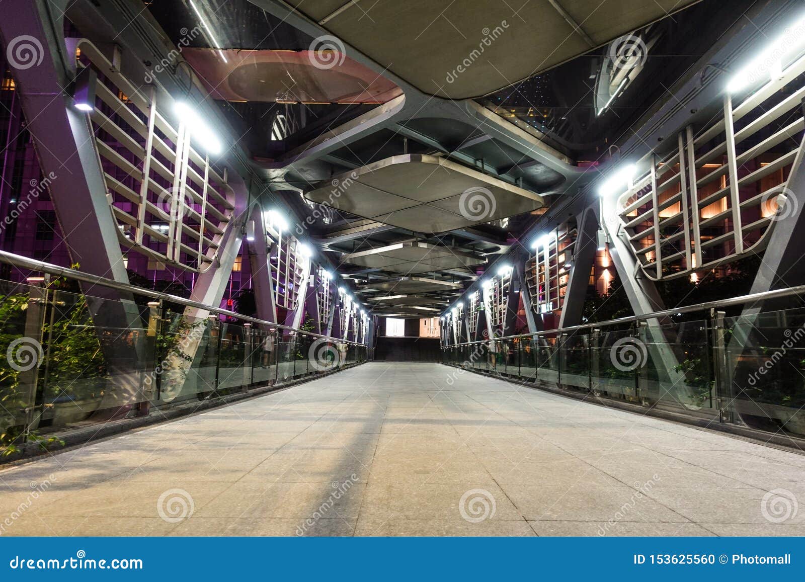 Corridor pedestrian bridge stock photo. Image of airport - 153625560