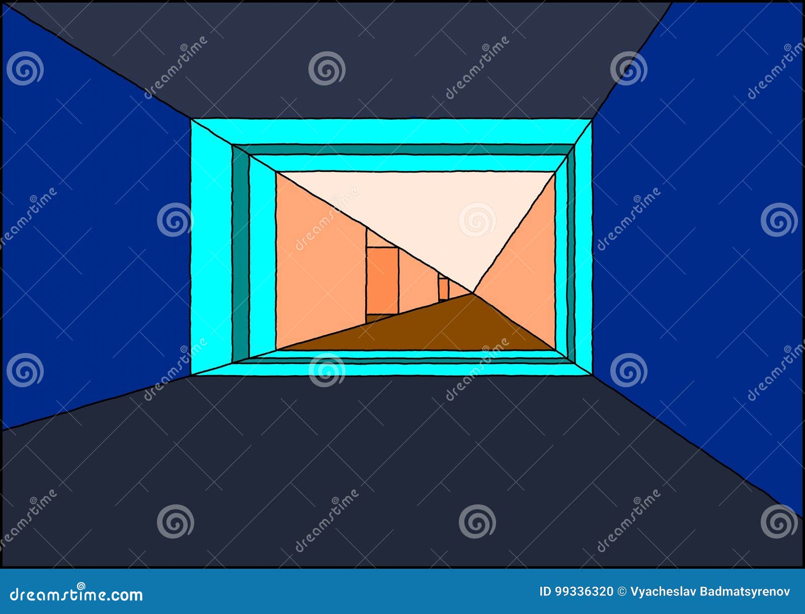 A corridor in perspective stock illustration. Illustration of moderate ...