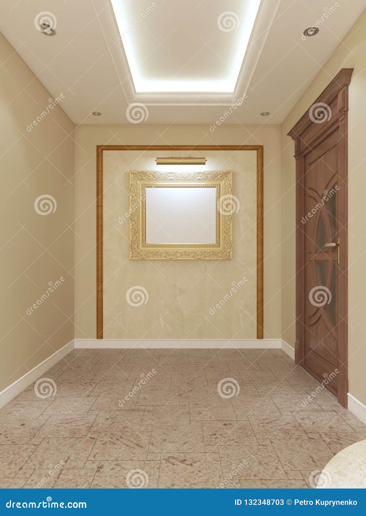 Corridor with a Picture on the Wall with Illumination and Framing Stock ...