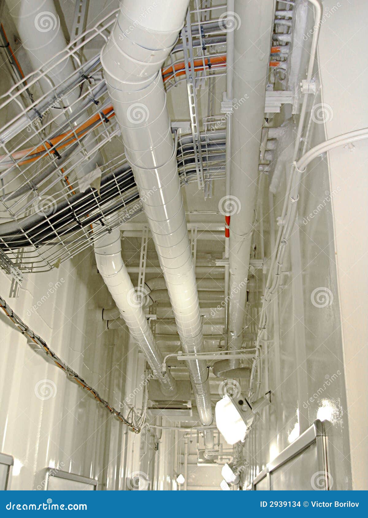 Corridor with pipes stock photo. Image of passages, blockhouse - 2939134